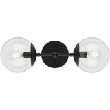 Atwell Collection Two-Light Matte Black Mid-Century Modern Wall Sconce ...