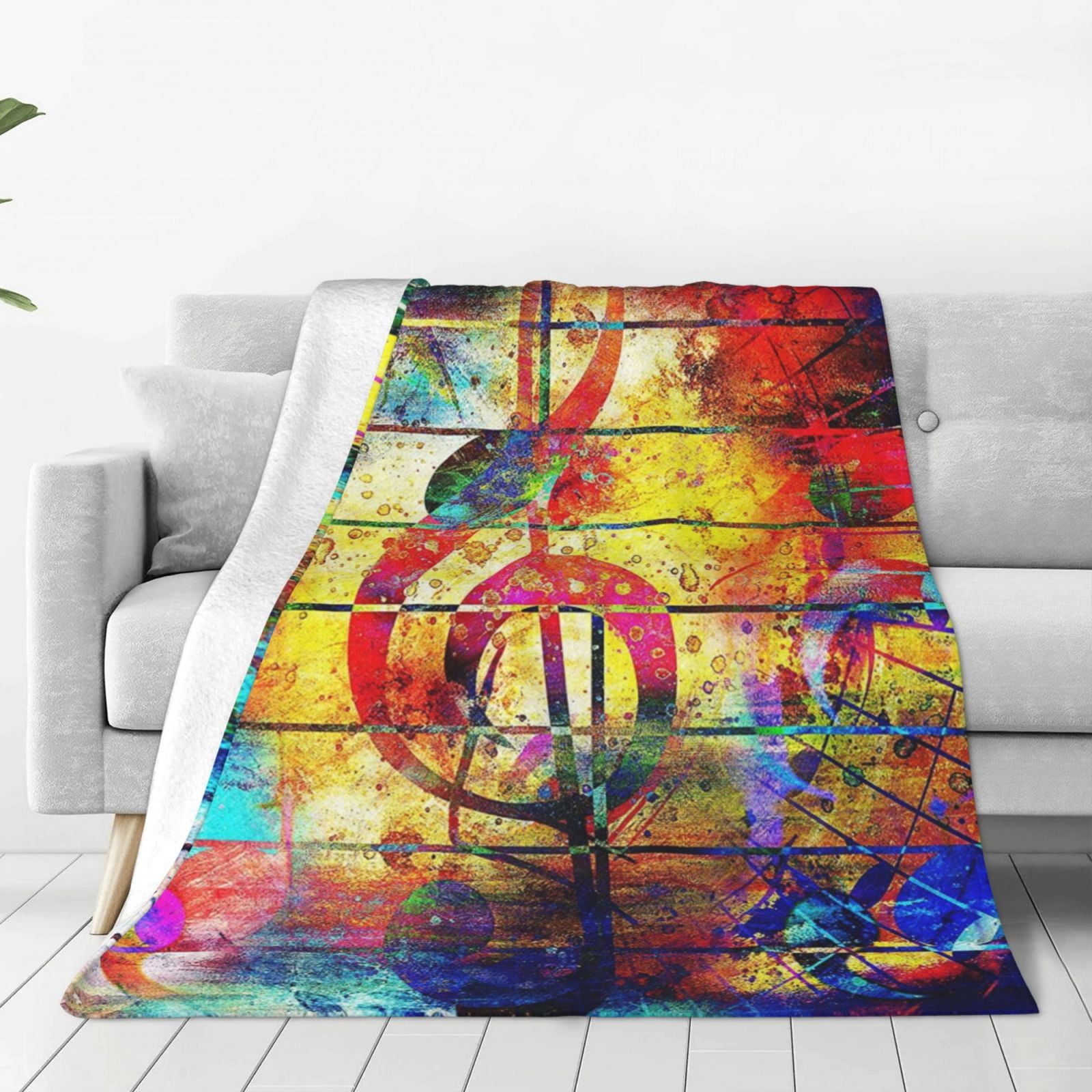 Colorful Music Note Blanket Print Throw Blanket Soft Comfortable for ...