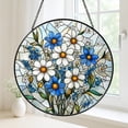 Forget Me Not Bloom Stained Glass Suncatcher Window Decor, Blue Floral ...