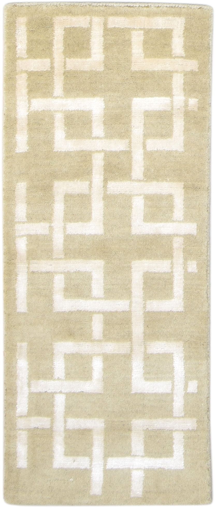 2X4 Rug Wool Silk Beige Modern Jacquard Loom Scandinavian Geometric ...
