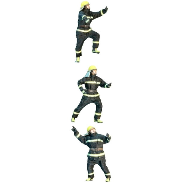 STARTIST 3 Men Figures Firefighter People Figurine Realistic Dioramas ...