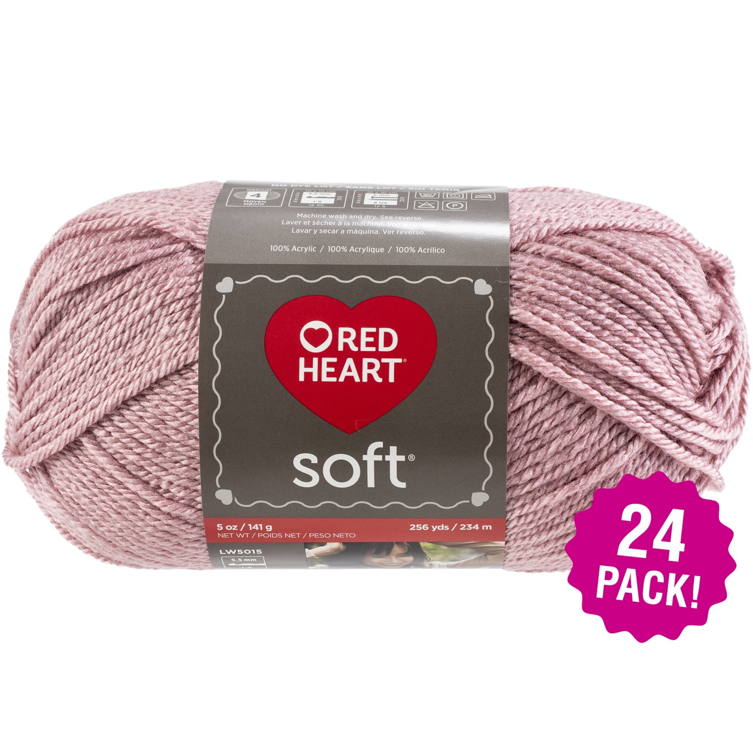 Red Heart Soft Yarn - Rose Blush, Multipack of 24 - Walmart.com