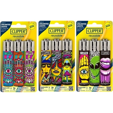 Clipper Metal Icy Purple Rainbow Swirly Lighter - Full Size Flint ...