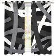 Abstract Art Sheer Curtains 39 Inch Long 2 Panels, White Black Gray ...