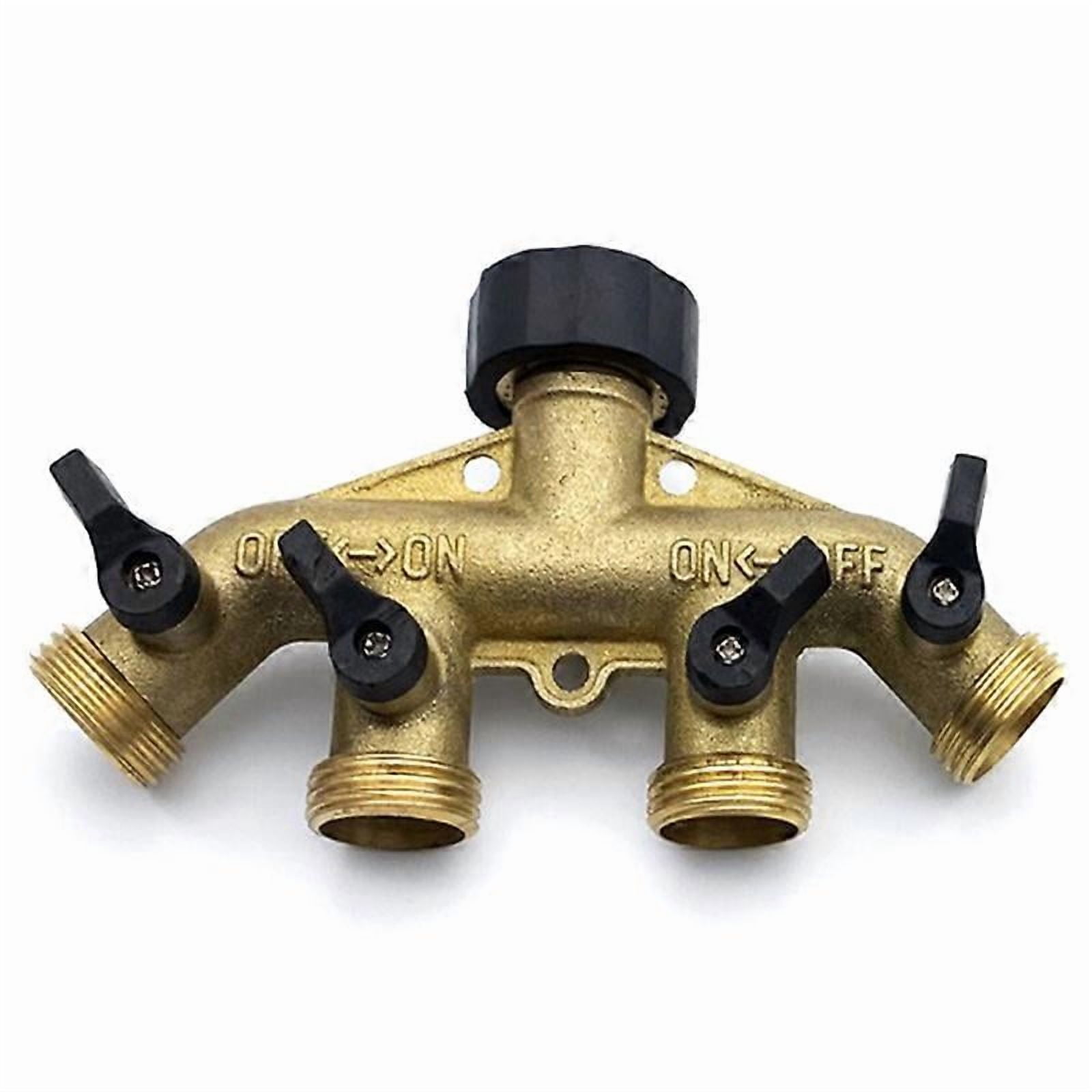 4 Way Brass Hose Splitter, 3/4inch Brass Hose Faucet Manifold, Garden ...
