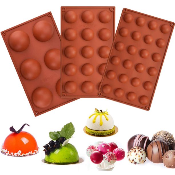 Baking mold hemisphere 3 pieces round silicone mold praline mold ball ...