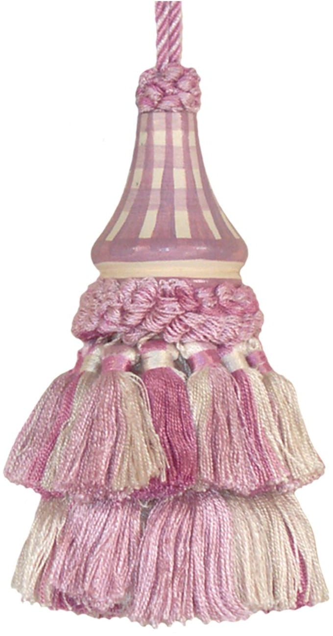 Tassel Lilac Checks Purple Pair Polyrayon Carved Wooden Head Wood New ...