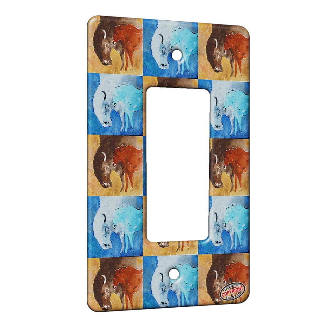 KuzmarK™ 1 Gang Rocker Wall Plate - American Bison Buffalo Cow and Calf ...