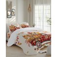 4 Piece Duvet Cover Set Twin, Vintage Autumn Pumpkins Red Car Soft ...