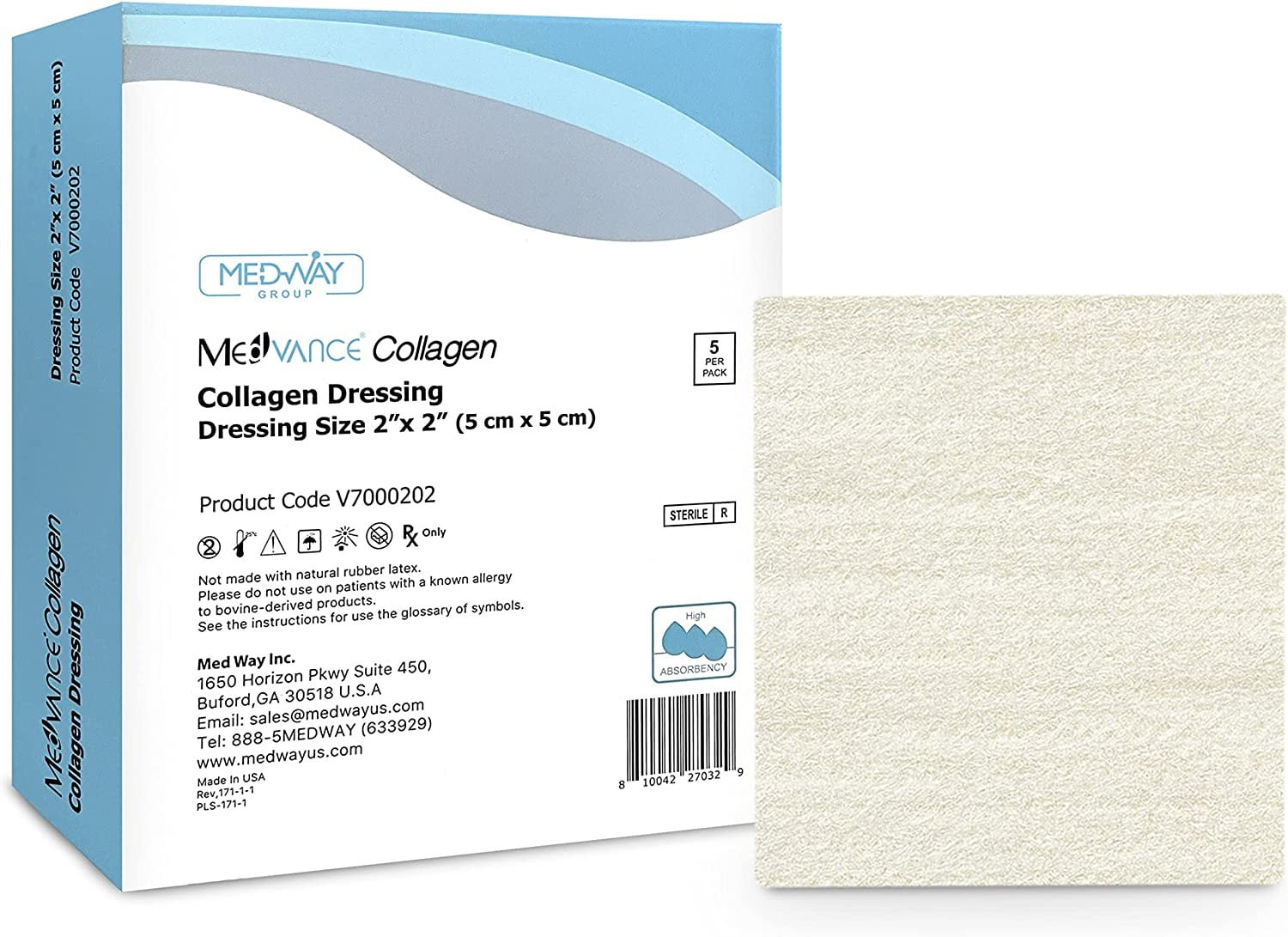 MedVance Collagen Dressing Pads, Box of 5 dressings (2"x2") - Walmart.com
