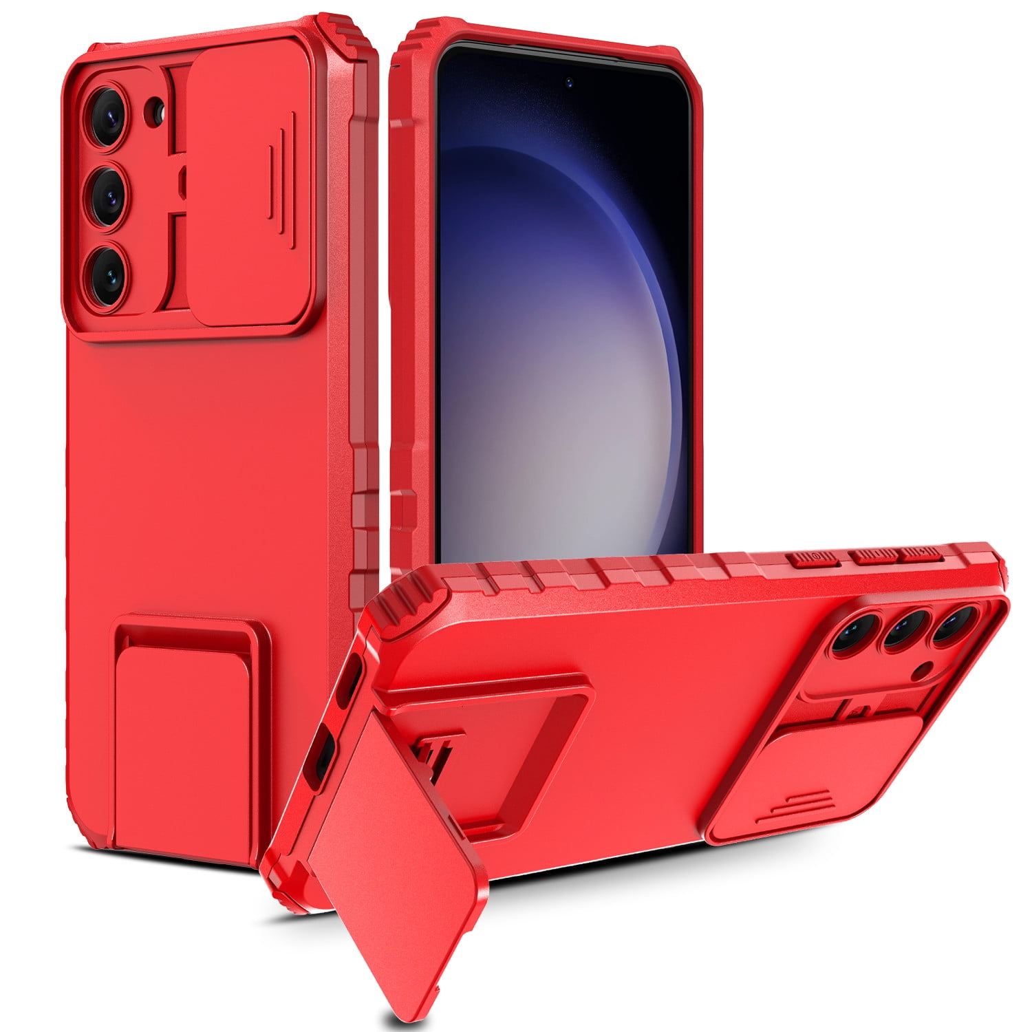 Elegant Choise Phone Case with Camera Lens Cover Adjustable Stand for Samsung Galaxy S23 Ultra ...