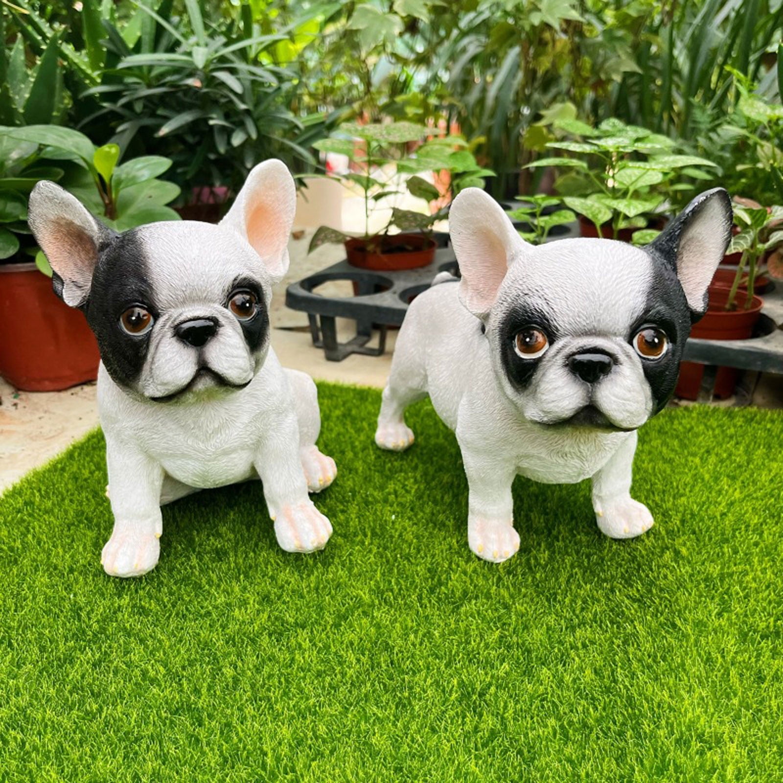 Ganfancp Decoración de Escultura Perro Toro Francés Simulación Modelo ...