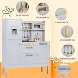 LAZY BUDDY Play Kitchen for Kids, Wooden Kids Kitchen Playset with ...