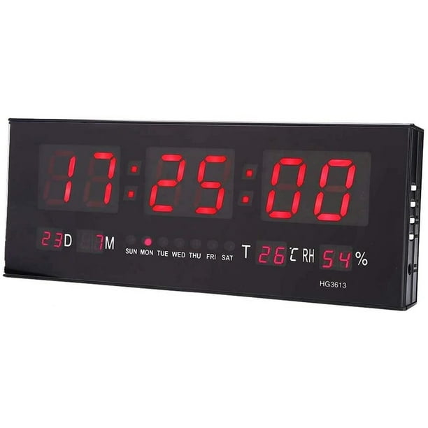 Reloj despertador digital LED grande con calendario, fecha y ...