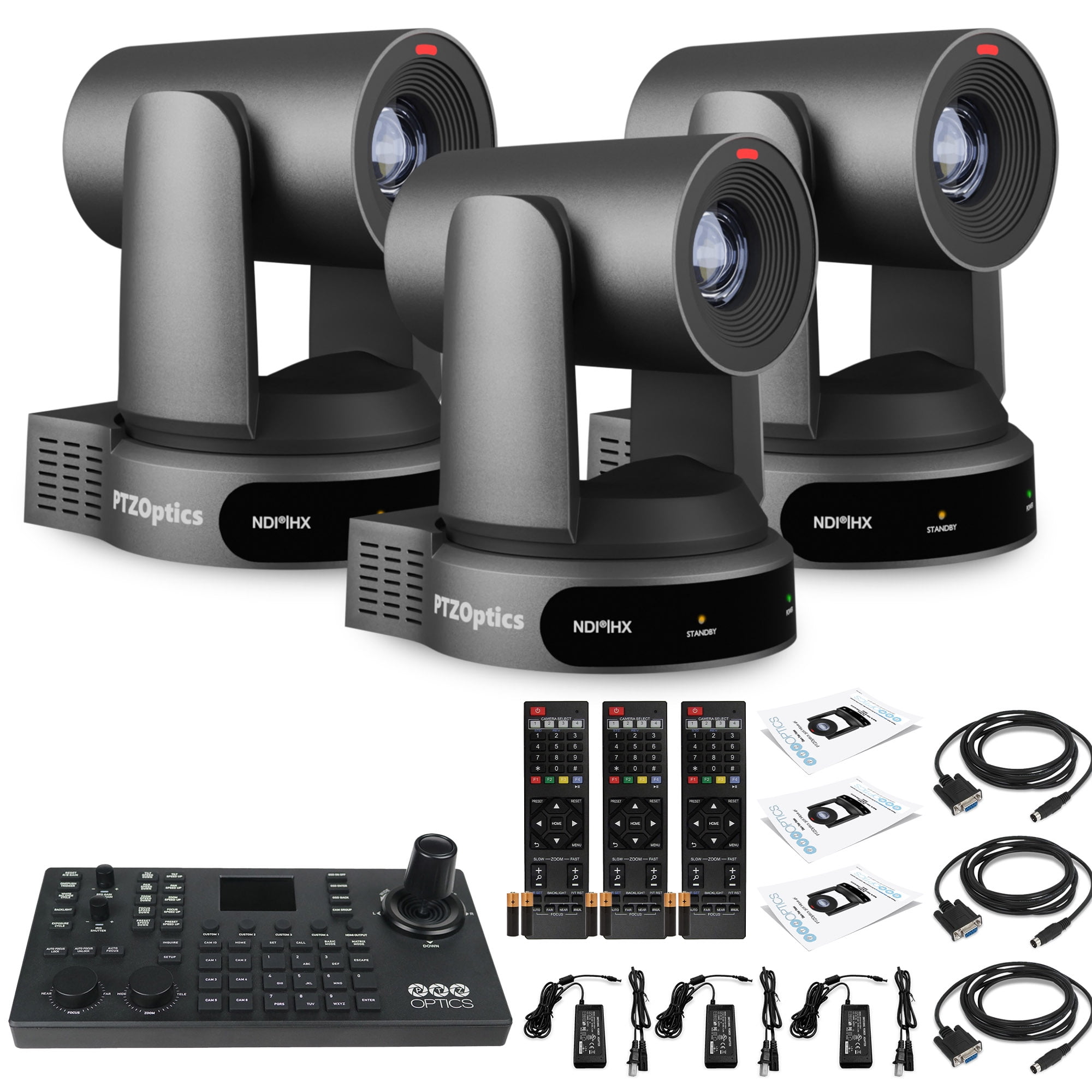 3 x PTZOptics Move 4K SDI/HDMI/USB/IP PTZ Camera with 30x Optical Zoom ...