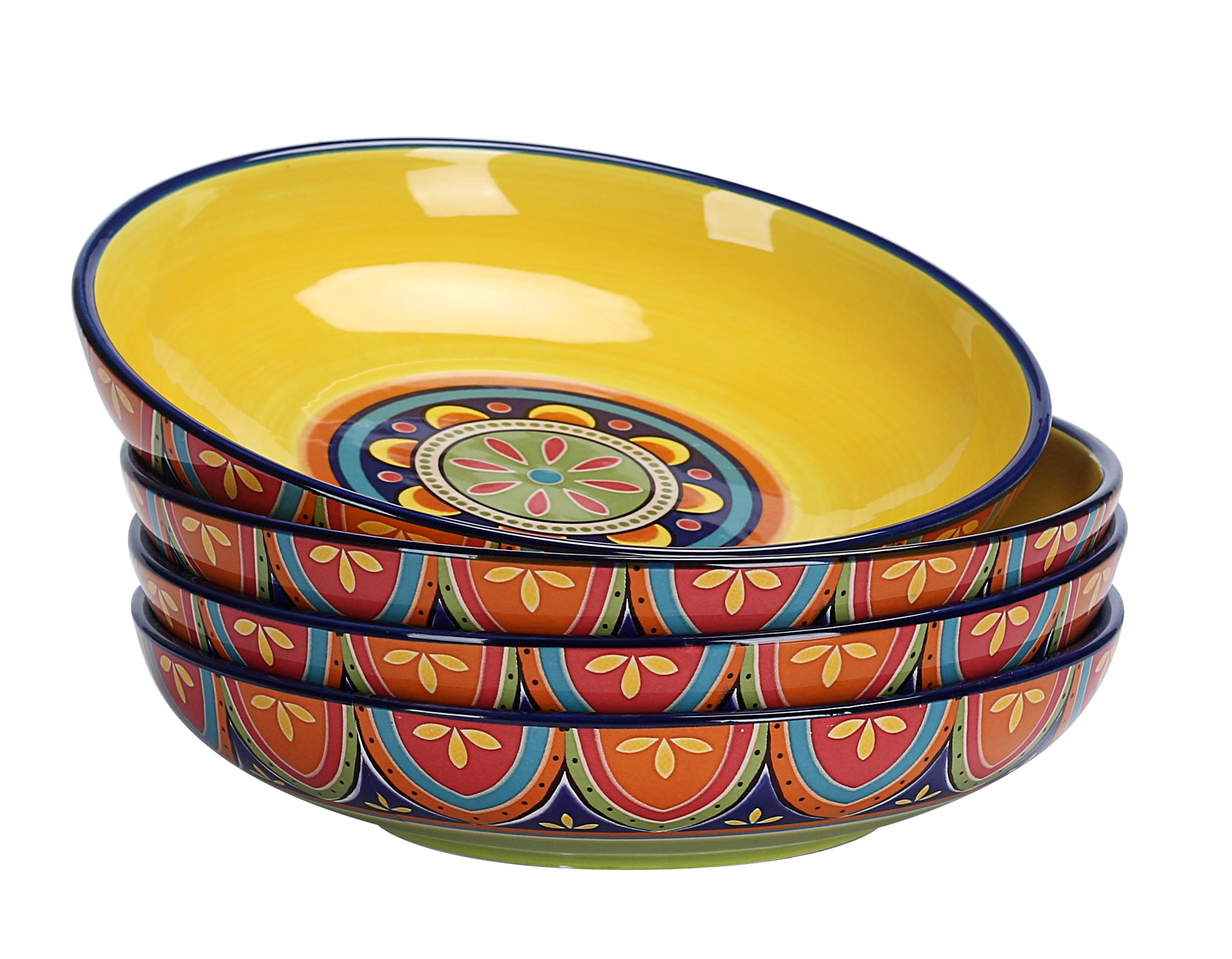 Bico Tunisian Ceramic 35oz Dinner Bowls, Set of 4, for Pasta, Salad ...