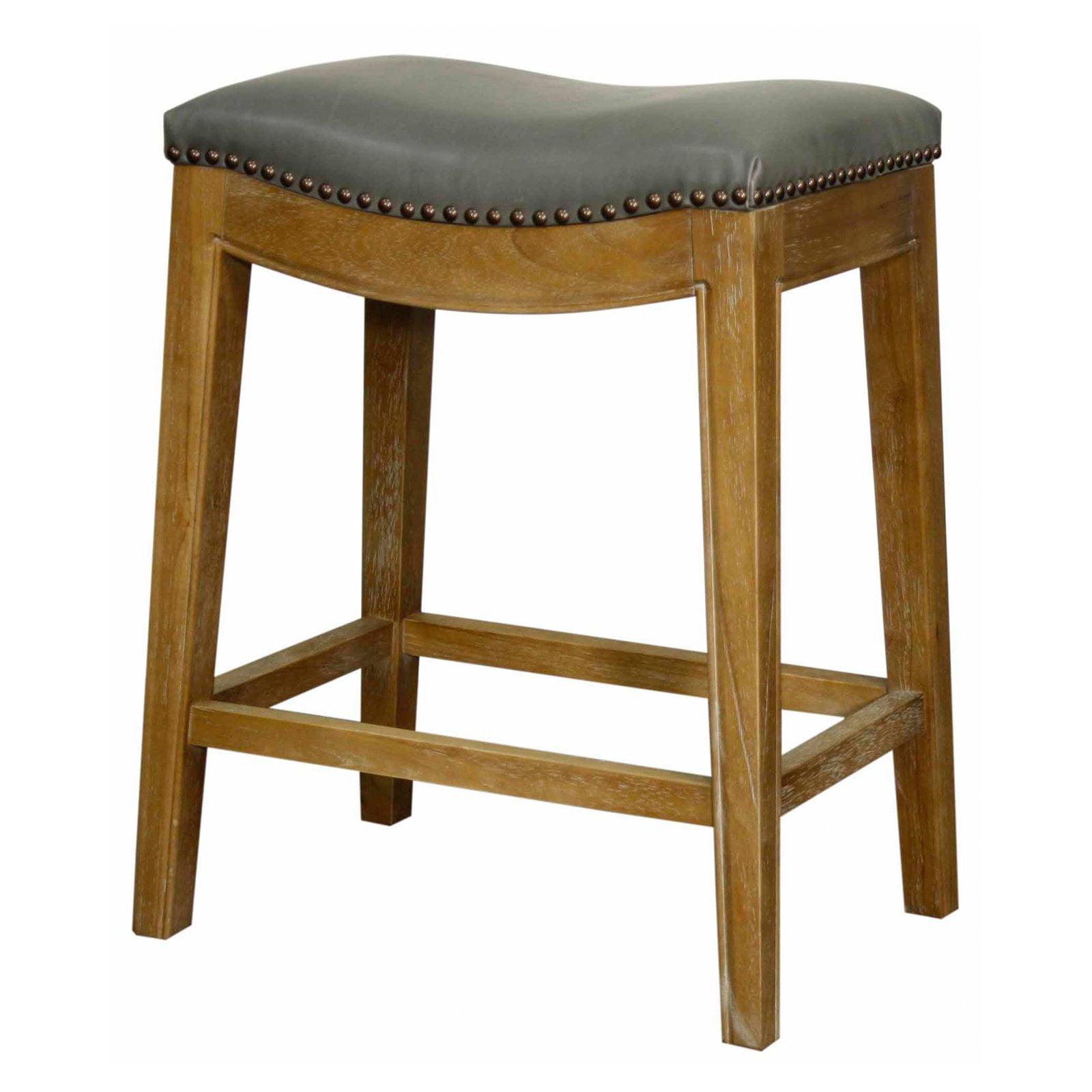 Elmo Bonded Leather Counter Stool Weathered Smoke Legs, Vintage Gray ...