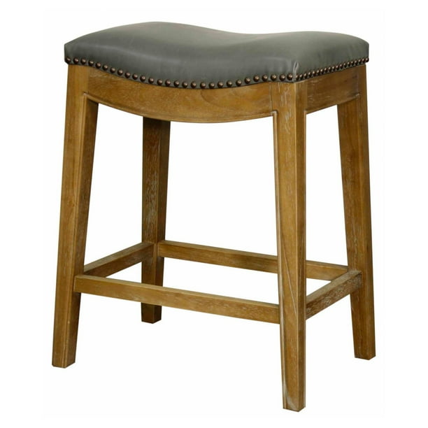 Elmo Bonded Leather Counter Stool Weathered Smoke Legs, Vintage Gray ...