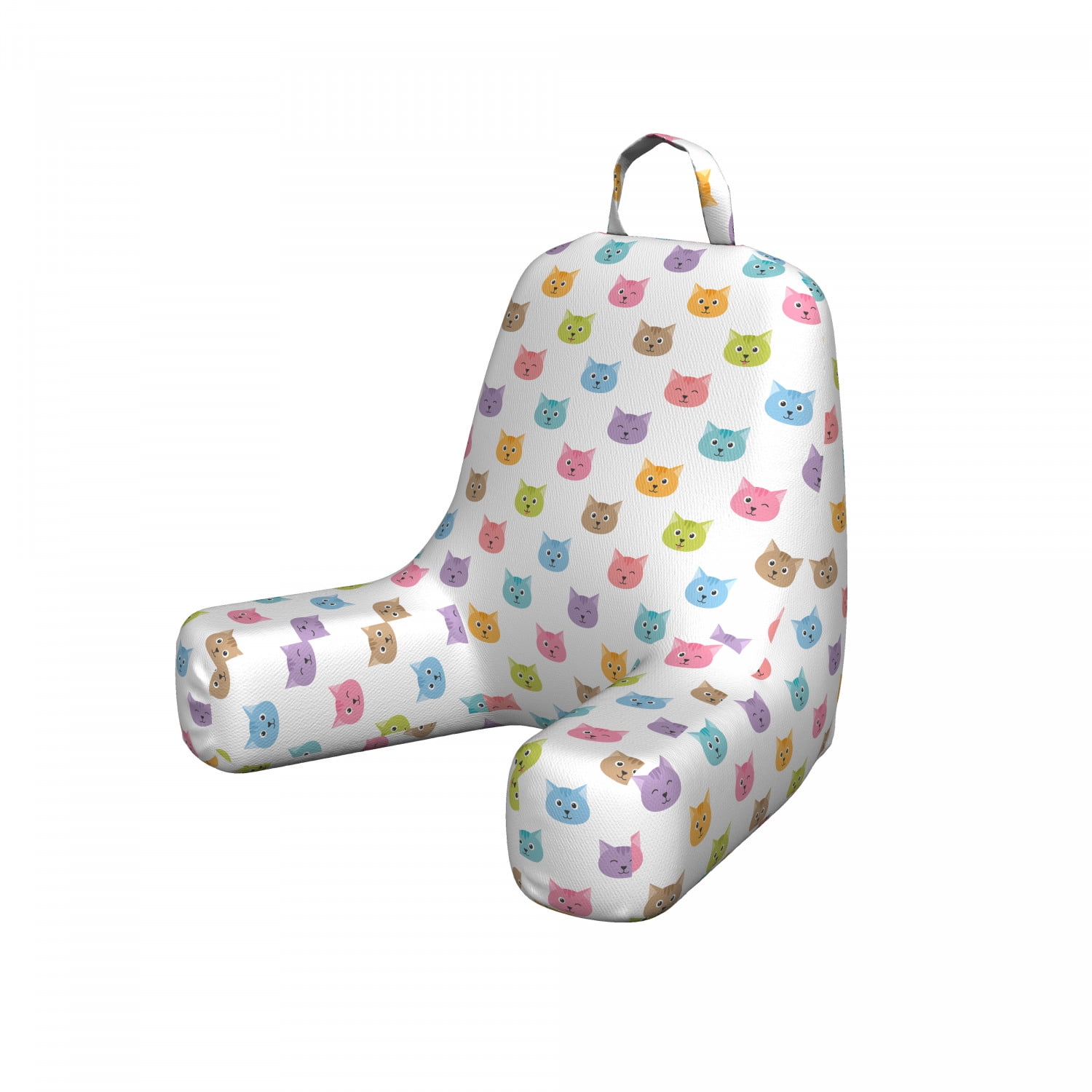 Cat Reading Pillow, Colorful Pattern of Faces Kids Boys Girls Nursery ...