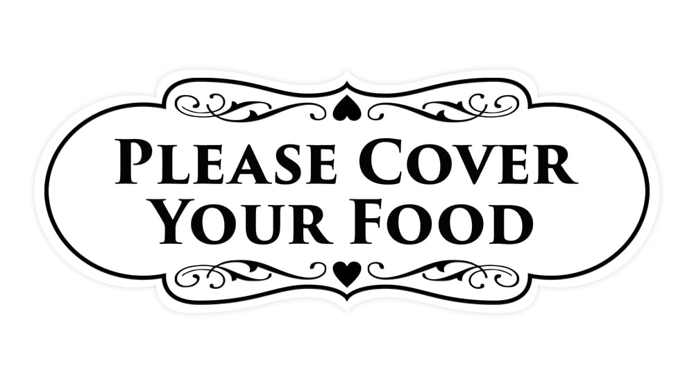 Signs ByLITA Designer Please Cover Your Food Sign (White) - Large ...