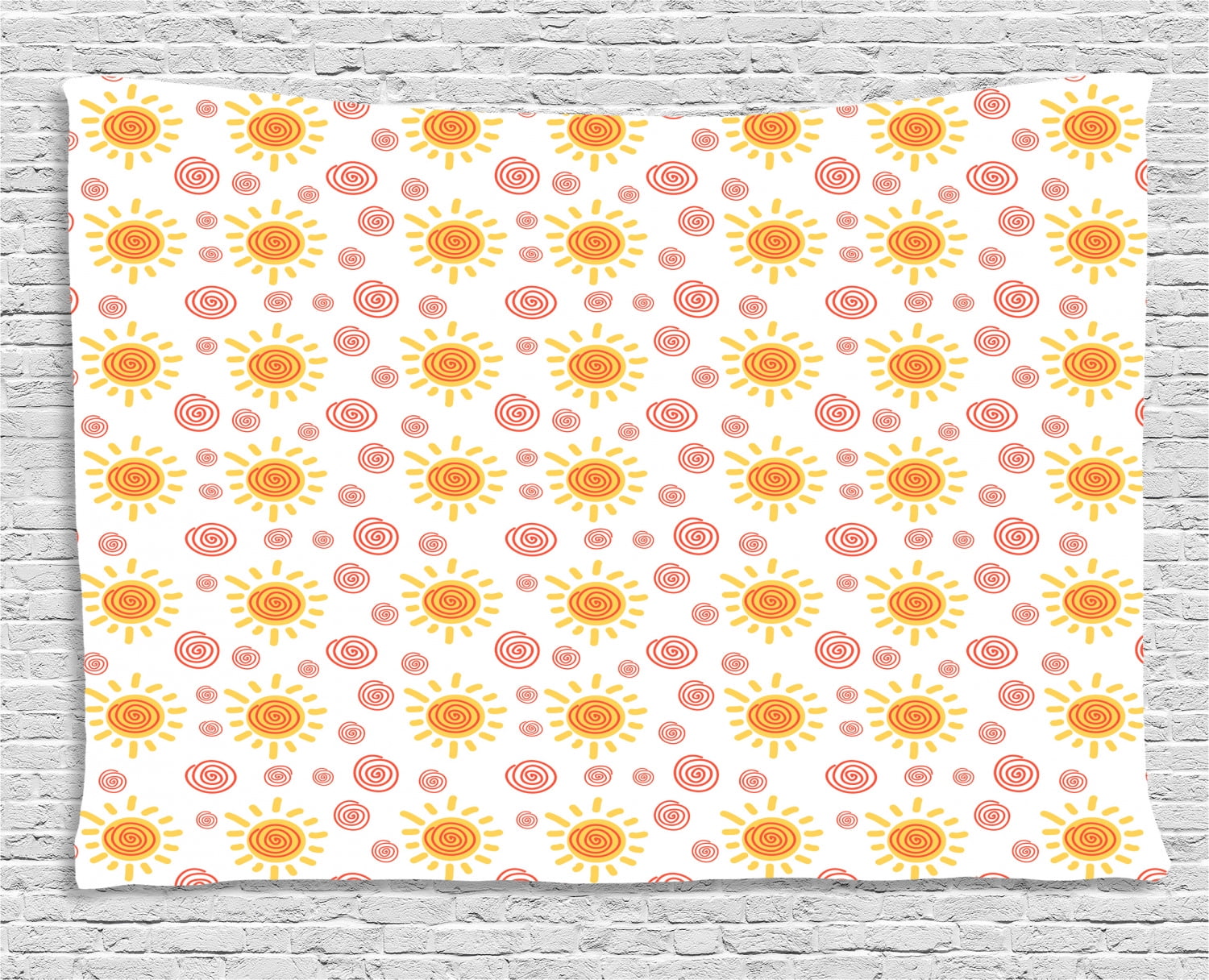 Sun Tapestry, Repeating Sun Motifs with Hand-drawn Swirls and Rays Kids ...