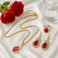 2 Colors Rhinestone Teardrop Leverback Earrings & Pendant Necklaces ...