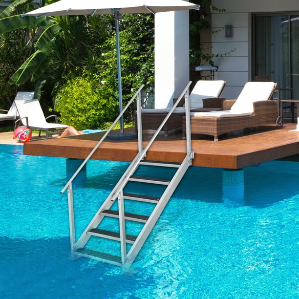 BENTISM Aluminum Dock Ladder Boat Dock Ladder 43-51in Height Adjustable ...