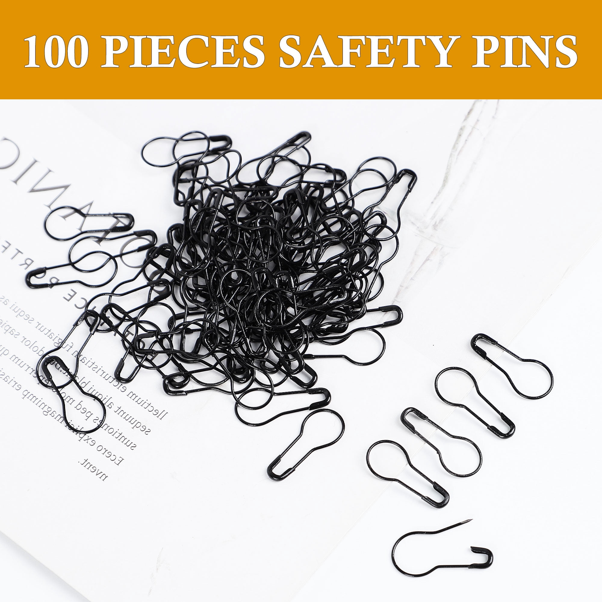 Stitch Markers For Knitting 100 Pieces Black Safety Pins, 28mm Metal ...