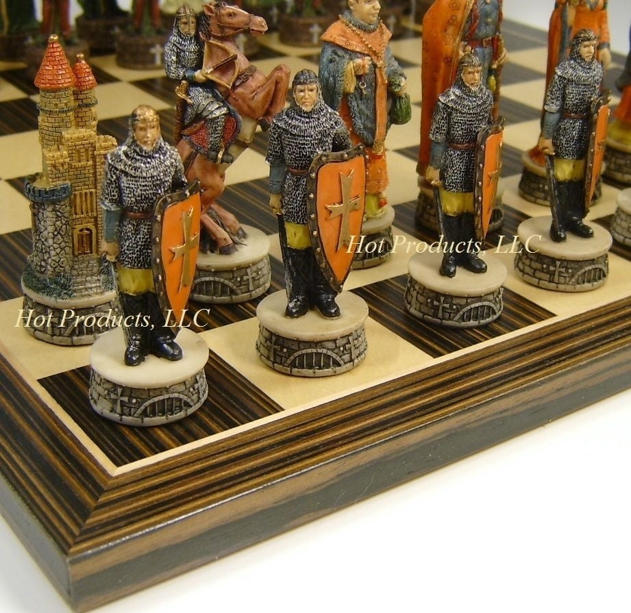 Medieval Times ROBIN HOOD Chess Set W/ 14" Ebony Black & Maple Wood ...