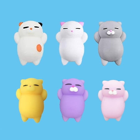 Mochi Squishy Toys,6 Pcs Mini Squishy Kawaii Cat Suqeeze Toys Animals ...