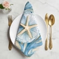 Blue Beach Coastal Cloth Napkins, Summer Starfish Nautical Shell ...