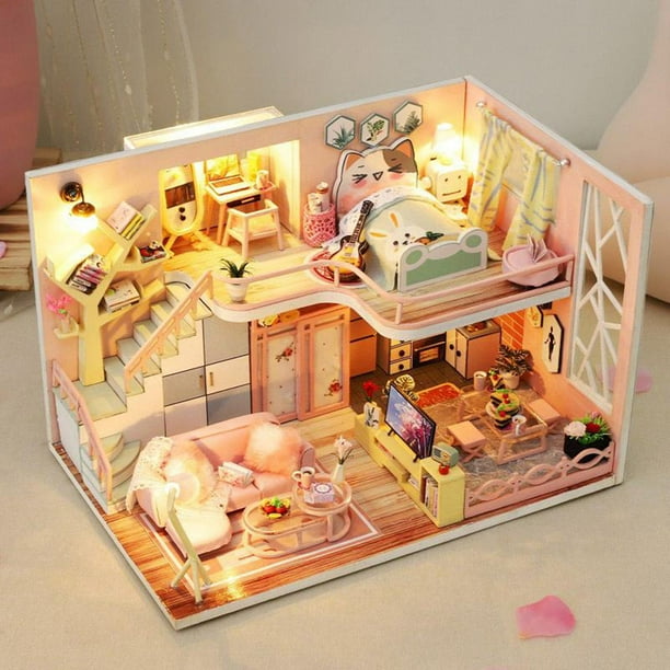 Shangren Diy Miniature Dollhouse Kits Girls With Furniture Ornaments Led Other 20.5x13.5x13.5cm