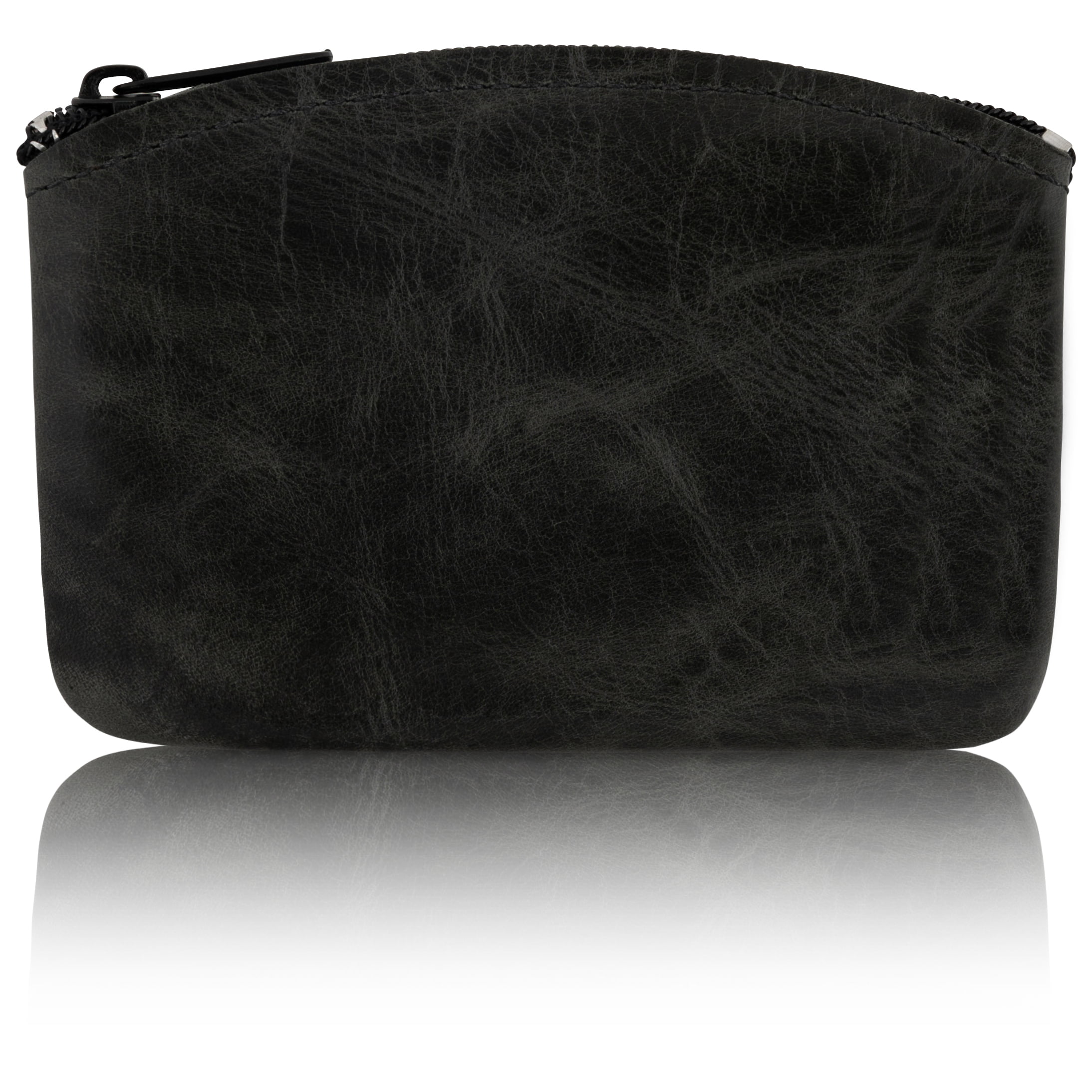 Classic Men's Large Coin Pouch Change Holder, Genuine Leather, Zippered ...