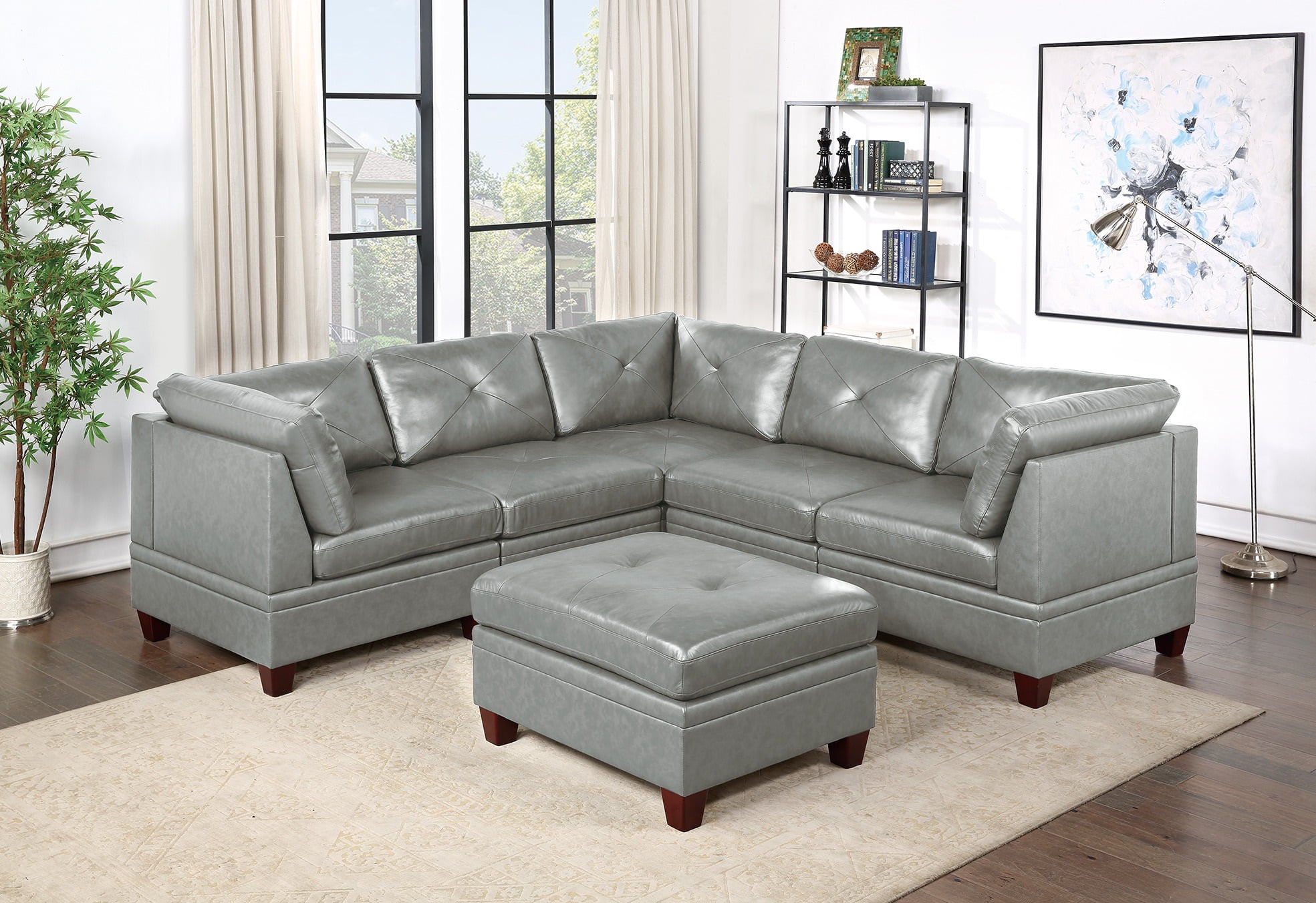 Armless Leather Sectional Sofa Baci Living Room