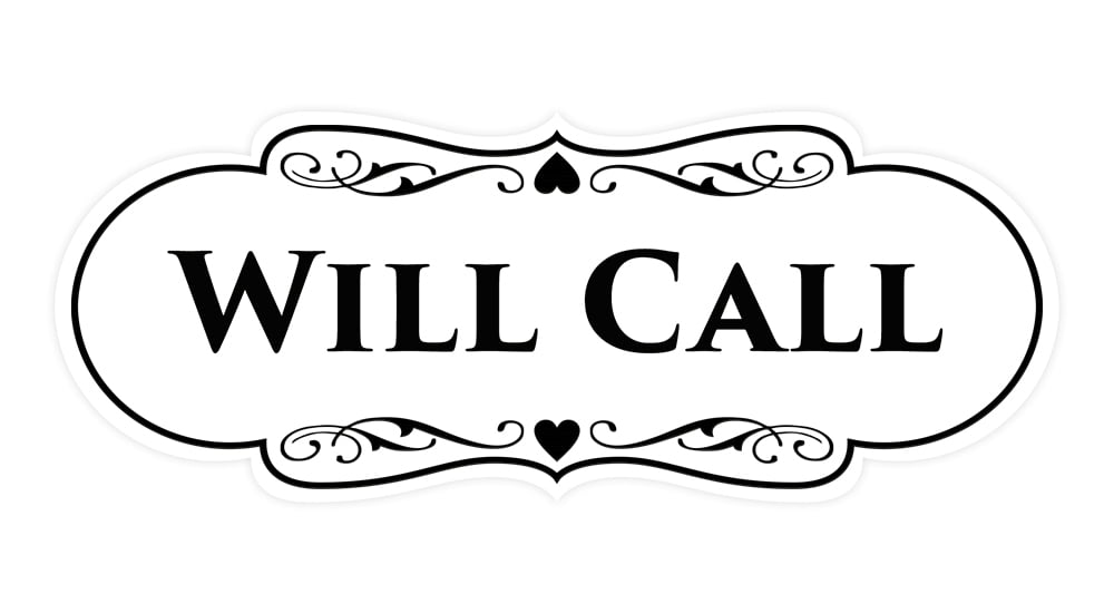 Signs ByLITA Designer Will Call Sign (White) - Large - Walmart.com