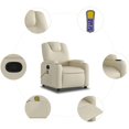 Manual Reclining Chair with 6 Massage Points, Cream Faux Leather ...