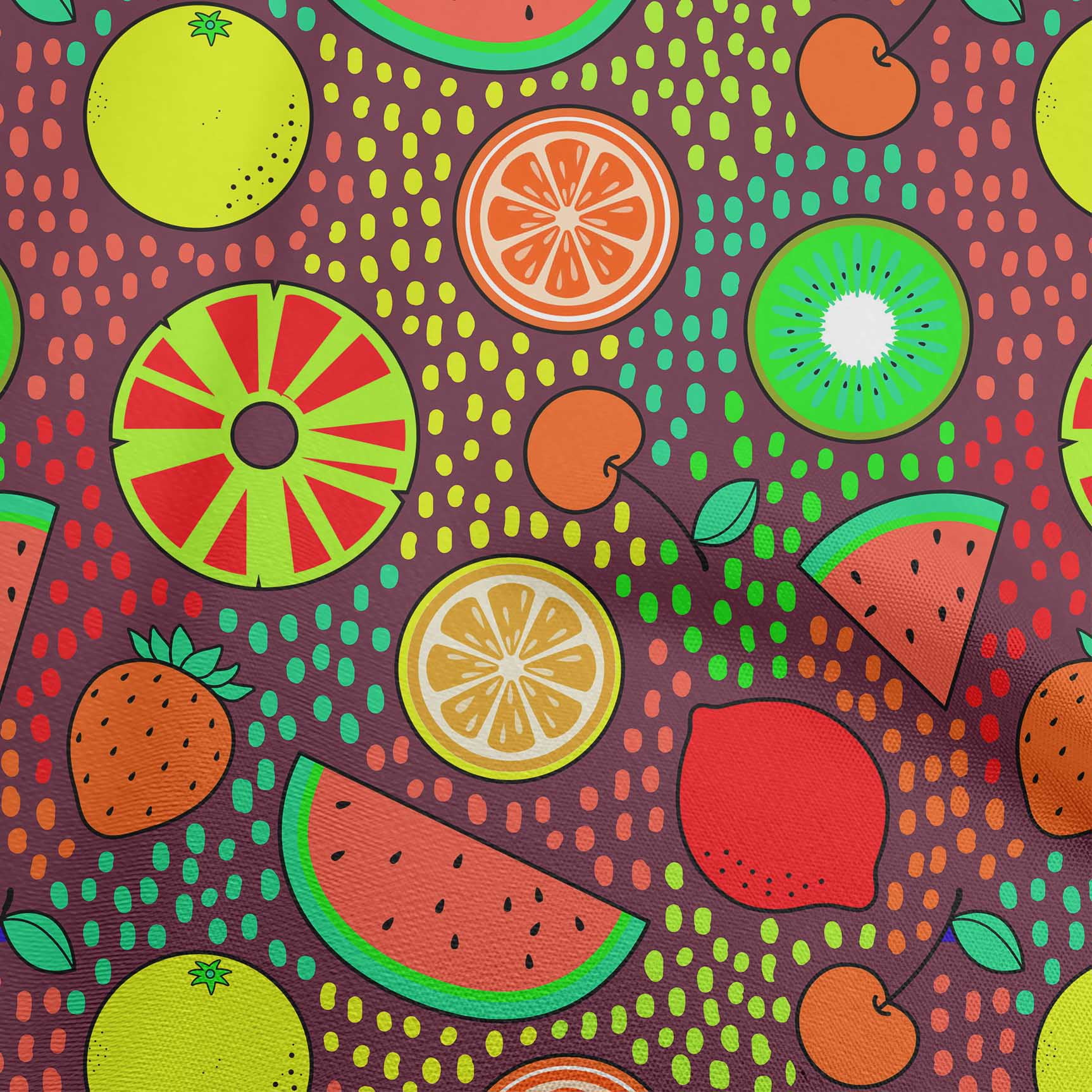 oneOone Cotton Poplin Red Fabric Tropical Fruit Fabric For Sewing ...