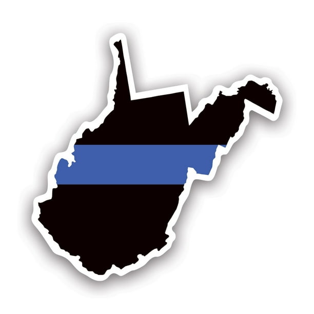 West Virginia State Shaped Thin Blue Line Sticker Decal - Self Adhesive ...