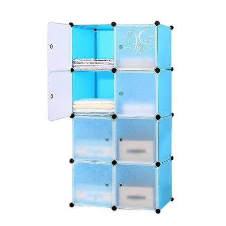Blue 2x4 Grid Portable Shoe Storage Organiser Tower Modular Cupboard ...