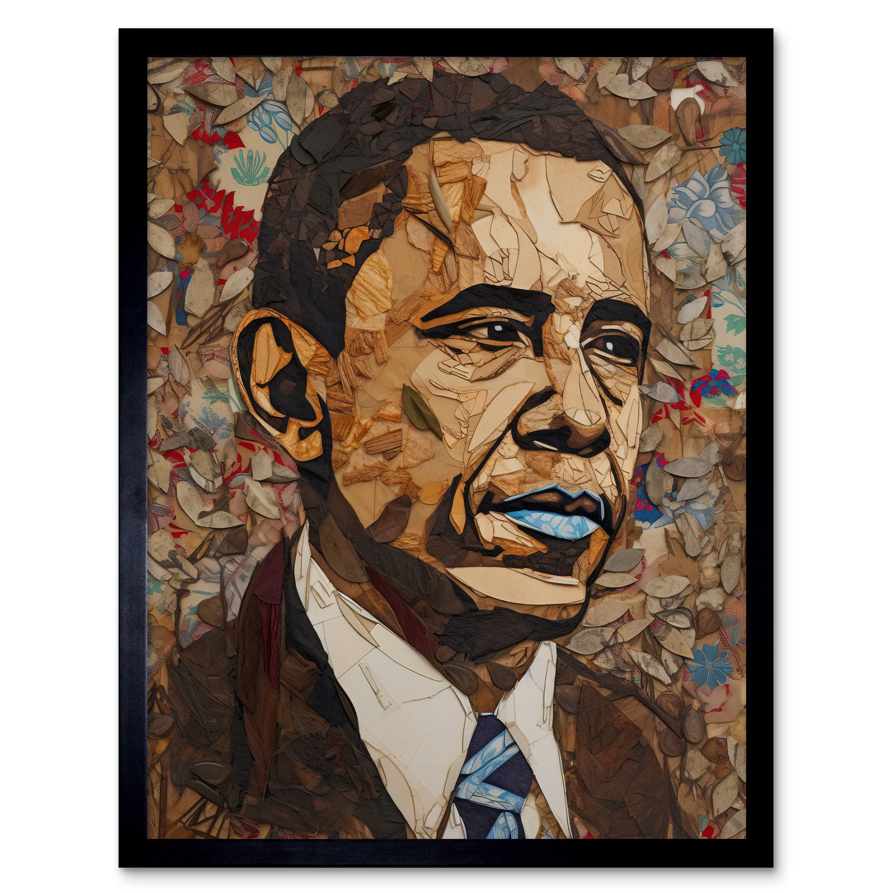 Barack Obama Collage Art Portrait Art Print Framed Poster Wall Decor ...