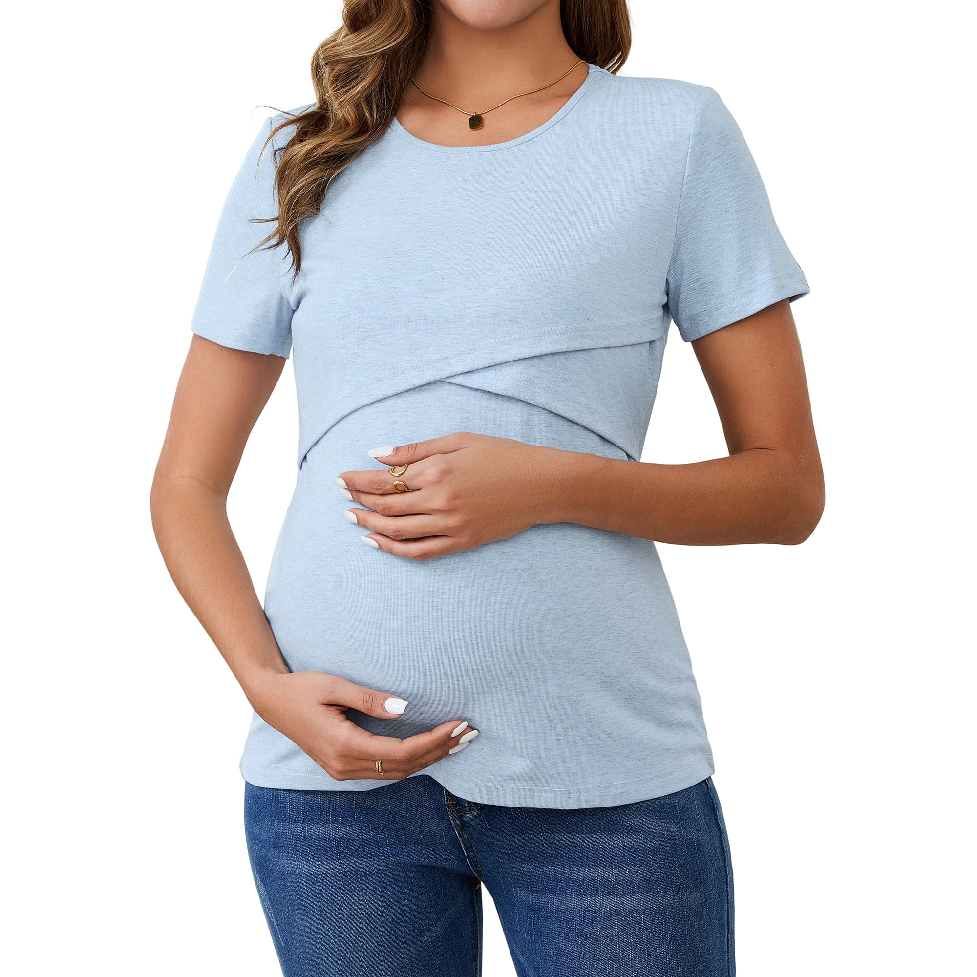 Click here for Inspire Chic Womens Ribbed Knit Short Sleeve Nursi... prices