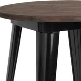 Merrick Lane 24" Wooden Retro Round Metal Indoor Table with Black ...
