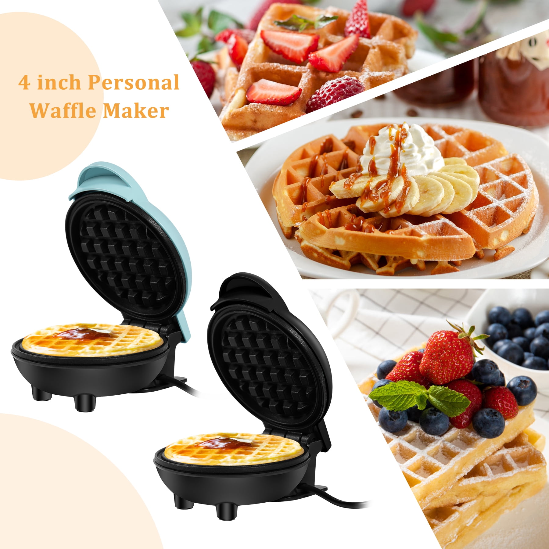 Buy Mini Waffle Maker,Portable Electric Non-Stick Waffle Iron , Round ...