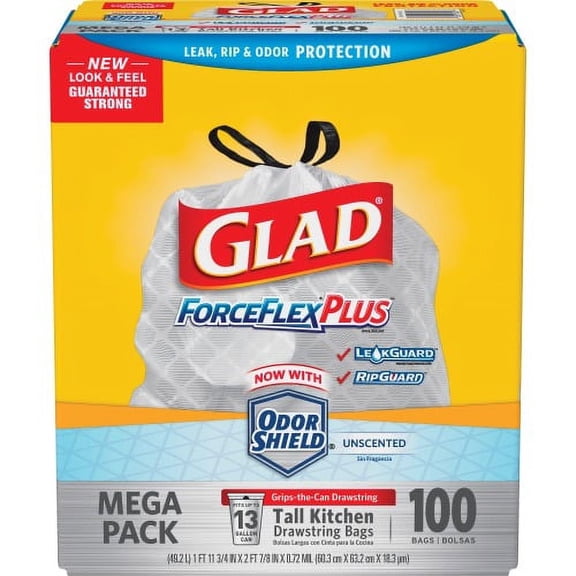 CloroxPro ForceFlex Tall Kitchen Drawstring Bags, 13 Gallon, 100 Count ...