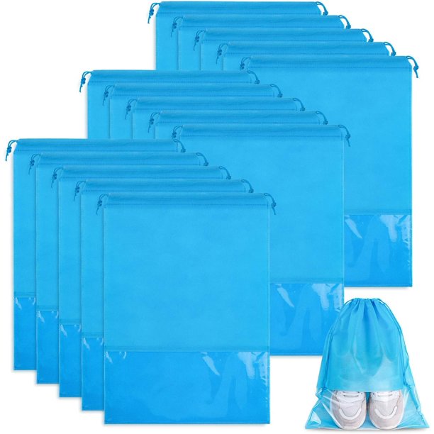15 Pieces (Sky Blue) Travel Shoe Bag, Large Shoe Storage Bag, Non-woven ...