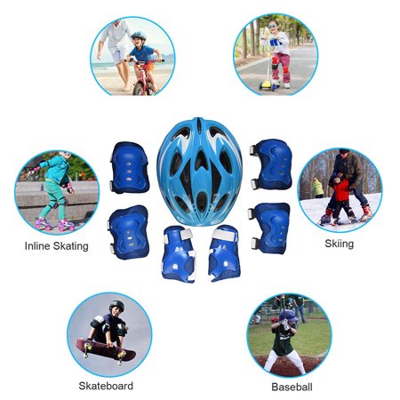 Kids Helmet And Knee Pads Elbow Wrist Guard Sport Protective Gear Kit ...