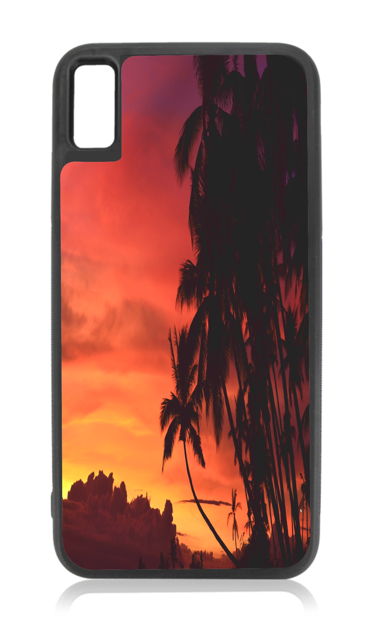 Palm Tree Silhouettes iPhone 10 XR Tree Case Black Rubber Case for ...