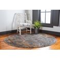 Unique Loom Sala Aurora Rug Gray/Beige 8' Round Floral / Botanical ...