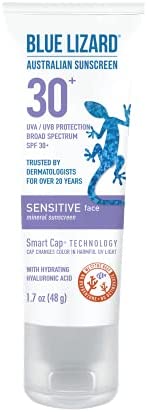 Blue Lizard SENSITIVE FACE Mineral Sunscreen with Zinc Oxide and ...