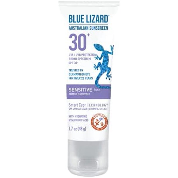 Blue Lizard SENSITIVE FACE Mineral Sunscreen with Zinc Oxide and ...